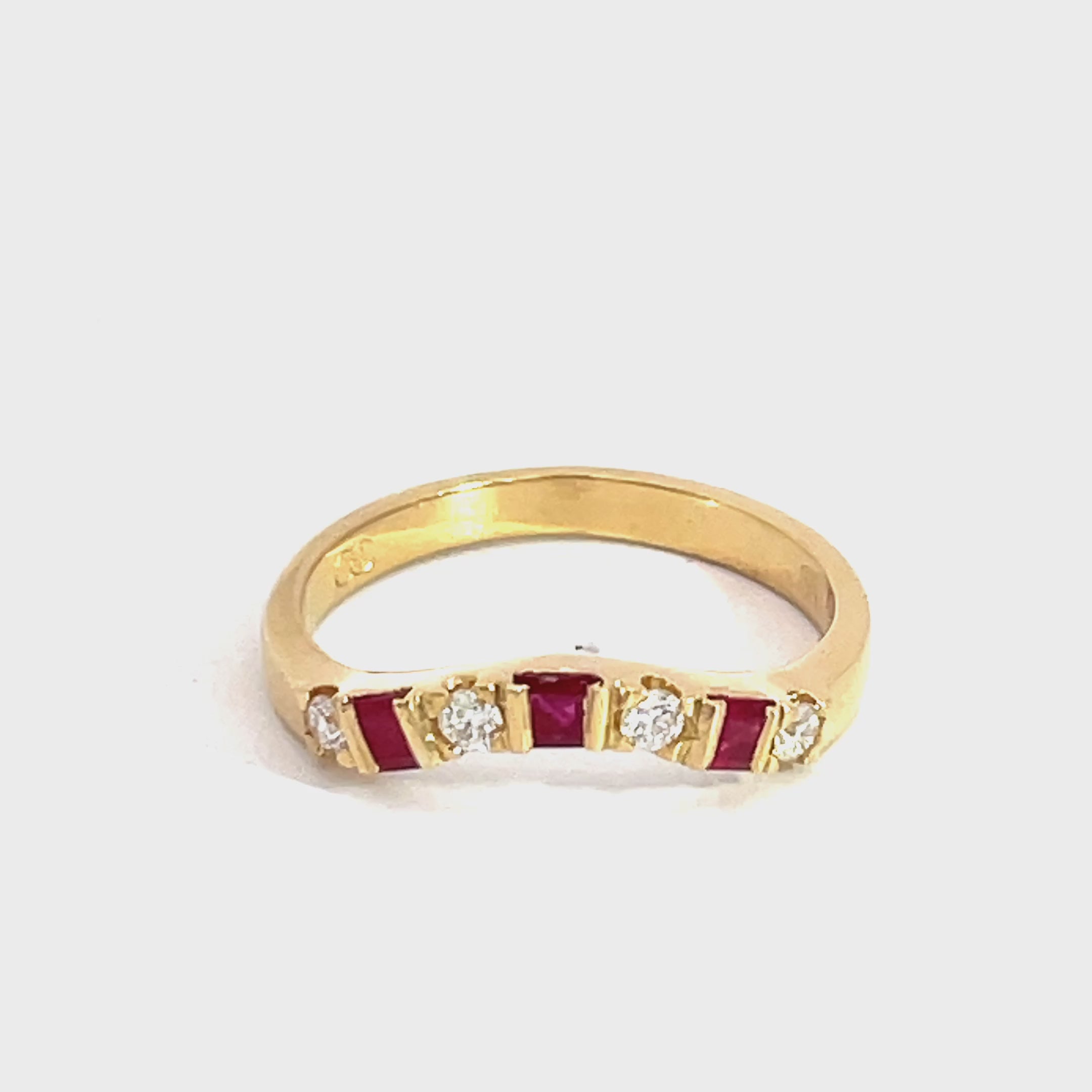 18ct Yellow Gold Square Cut Ruby and Diamond Ring – Village Jeweller